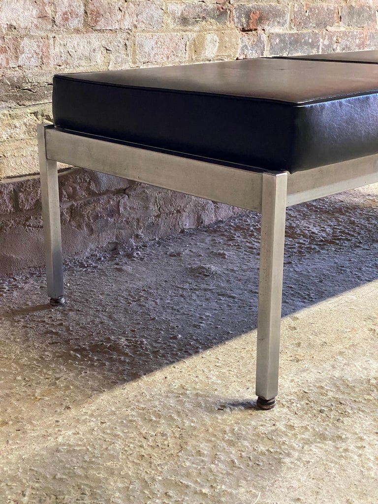 1970s Harter Black Vinyl and Steel Double Seat Bench For Sale at 1stDibs