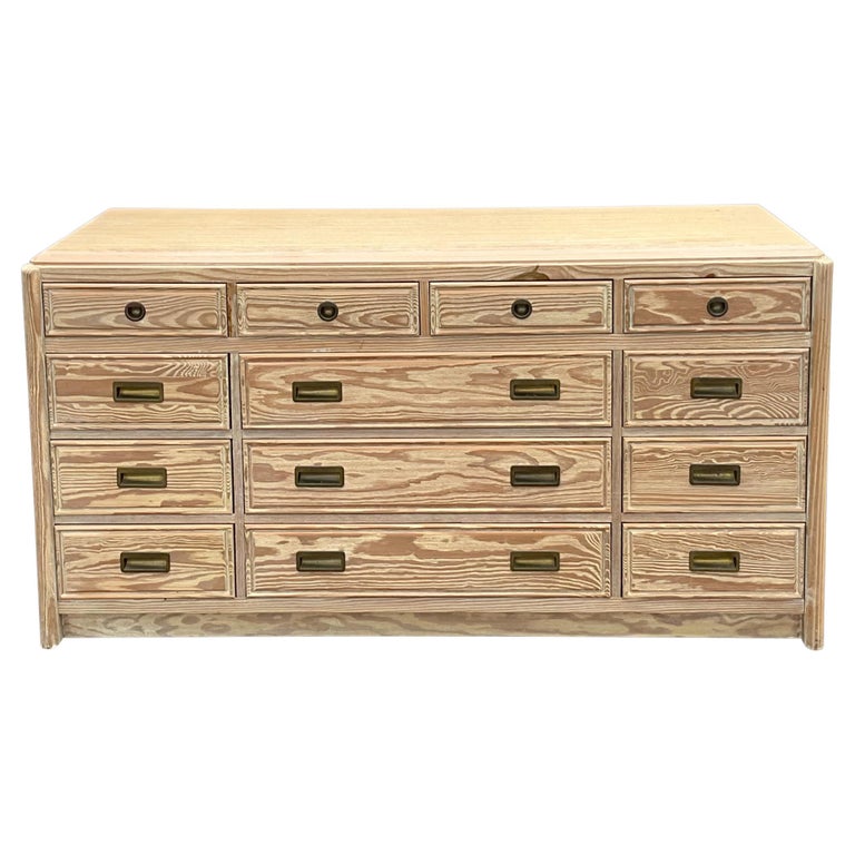 1970s Henry Link Cerused Pine Campaign Style Chest / Credenza For Sale ...