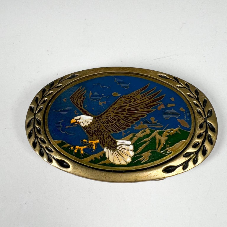1970s Heritage Buckles Eagle Belt Buckle in Solid Brass For Sale at 1stDibs