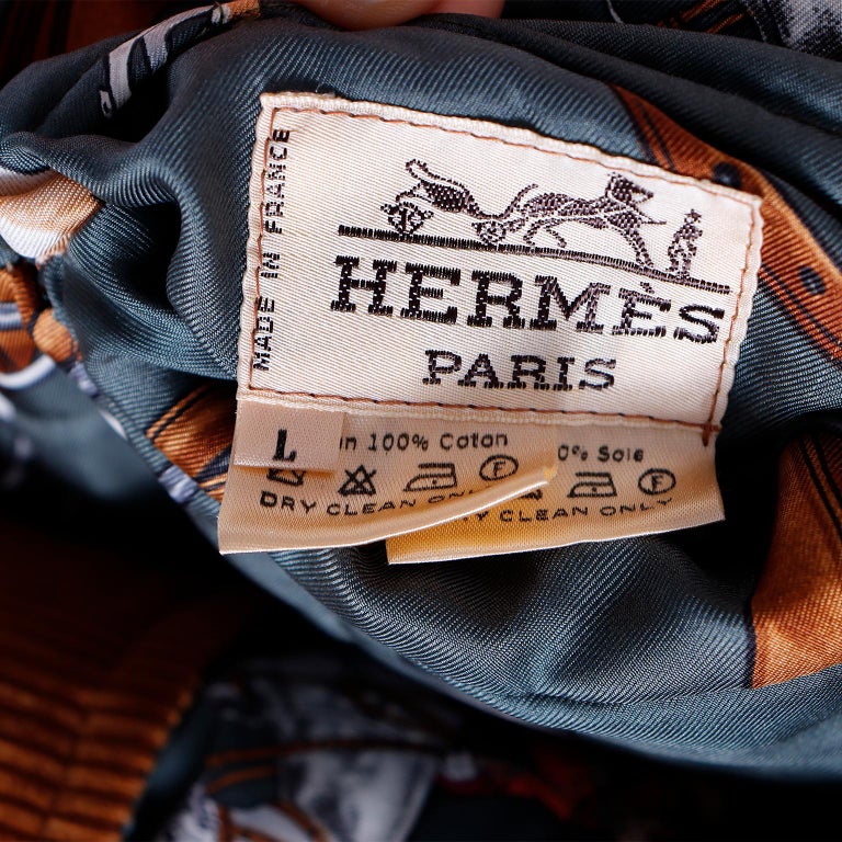 1970s Hermes Reversible Le Bien Aller Fox Hunt Scarf Print Jacket and ...