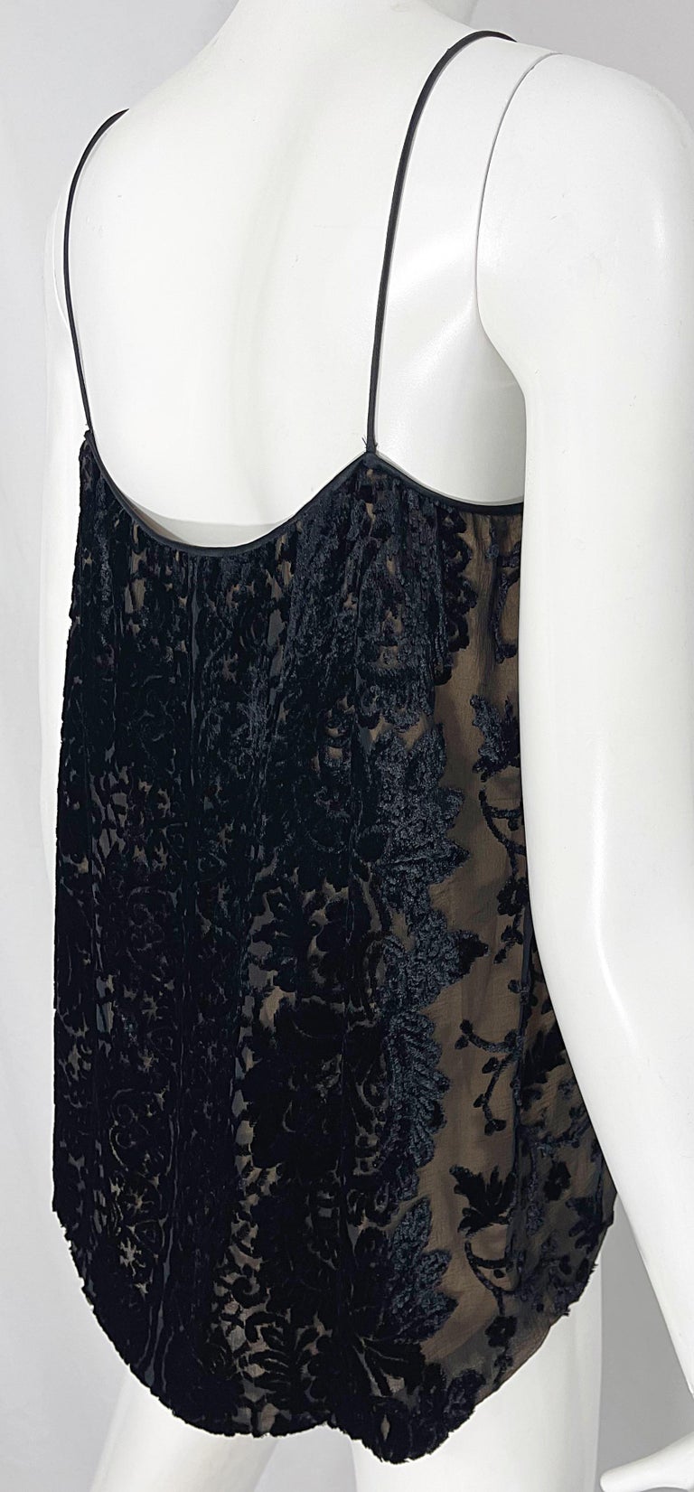 1970s Holly’s Harp Black + Nude Silk Chiffon Cut Velvet Vintage 70s ...