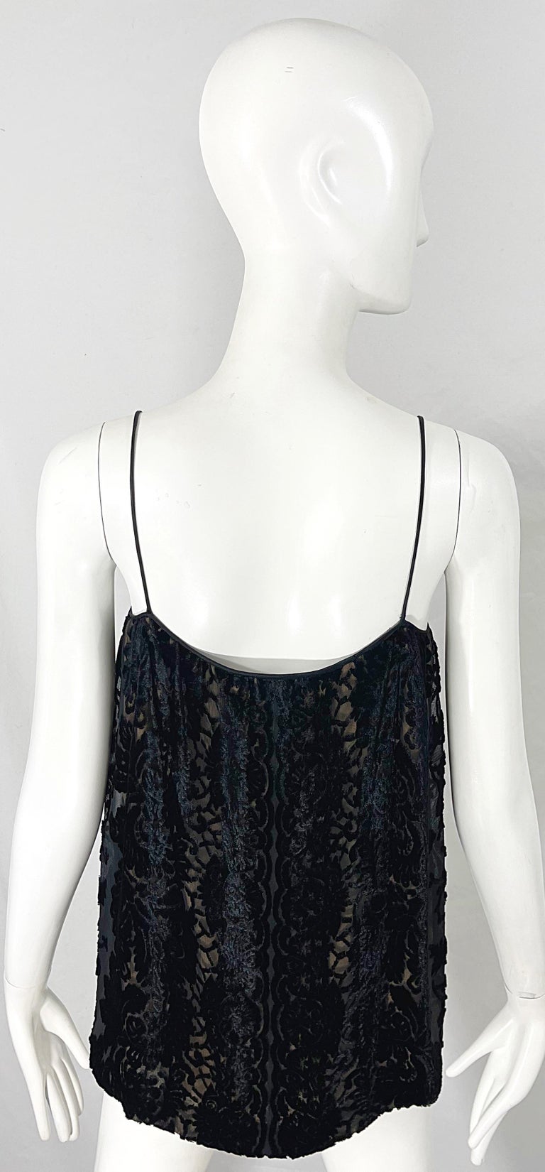 1970s Holly’s Harp Black + Nude Silk Chiffon Cut Velvet Vintage 70s ...