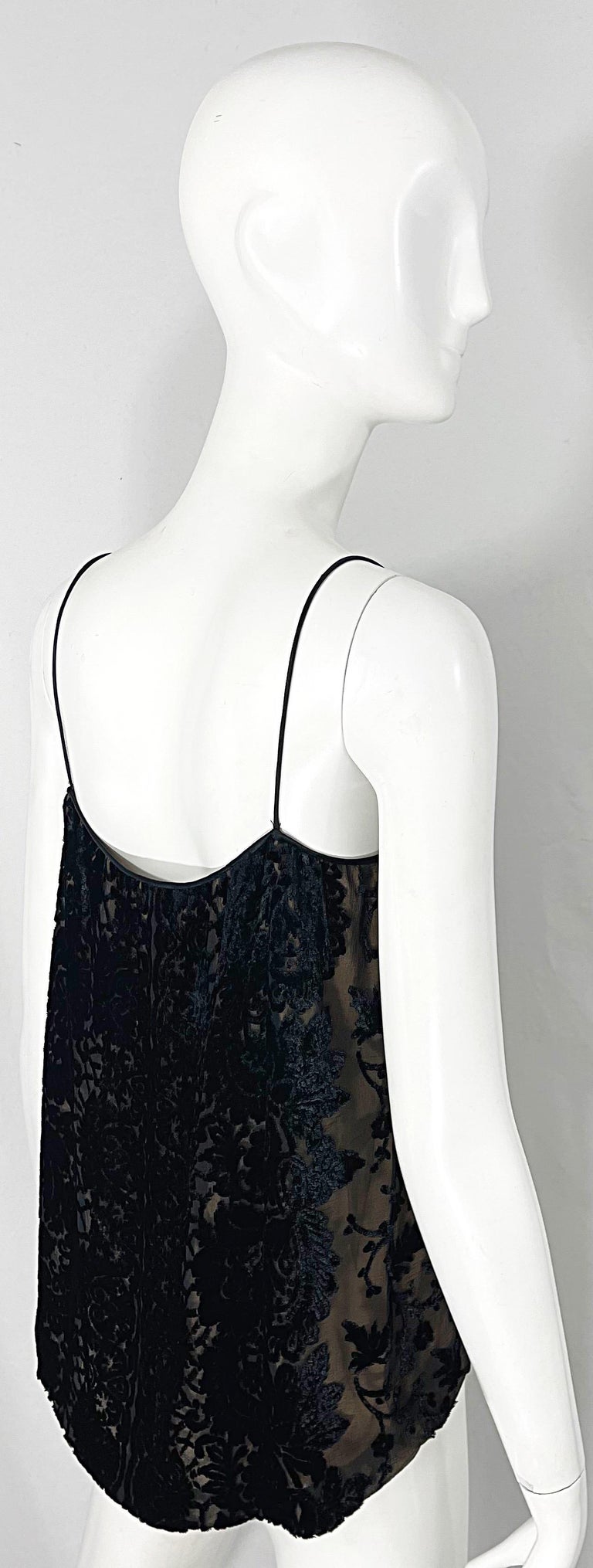 1970s Holly’s Harp Black + Nude Silk Chiffon Cut Velvet Vintage 70s ...