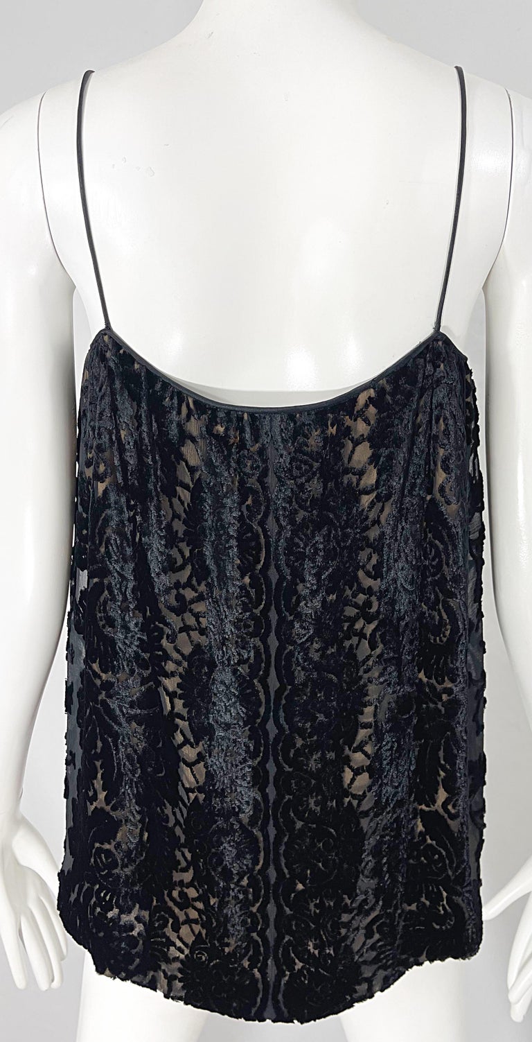 1970s Holly’s Harp Black + Nude Silk Chiffon Cut Velvet Vintage 70s ...