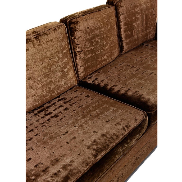 1970's Hollywood Regency Velour Sofa at 1stDibs