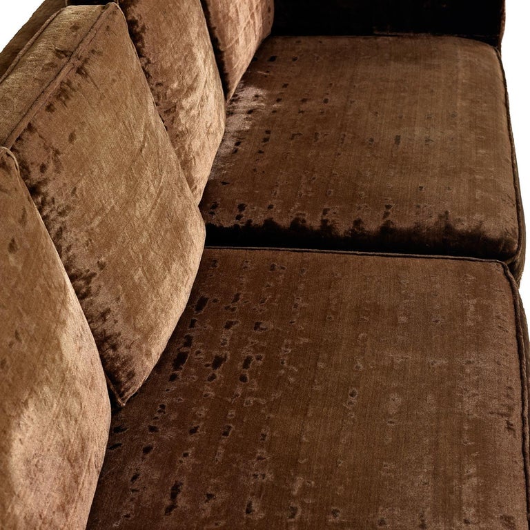 1970's Hollywood Regency Velour Sofa For Sale at 1stDibs