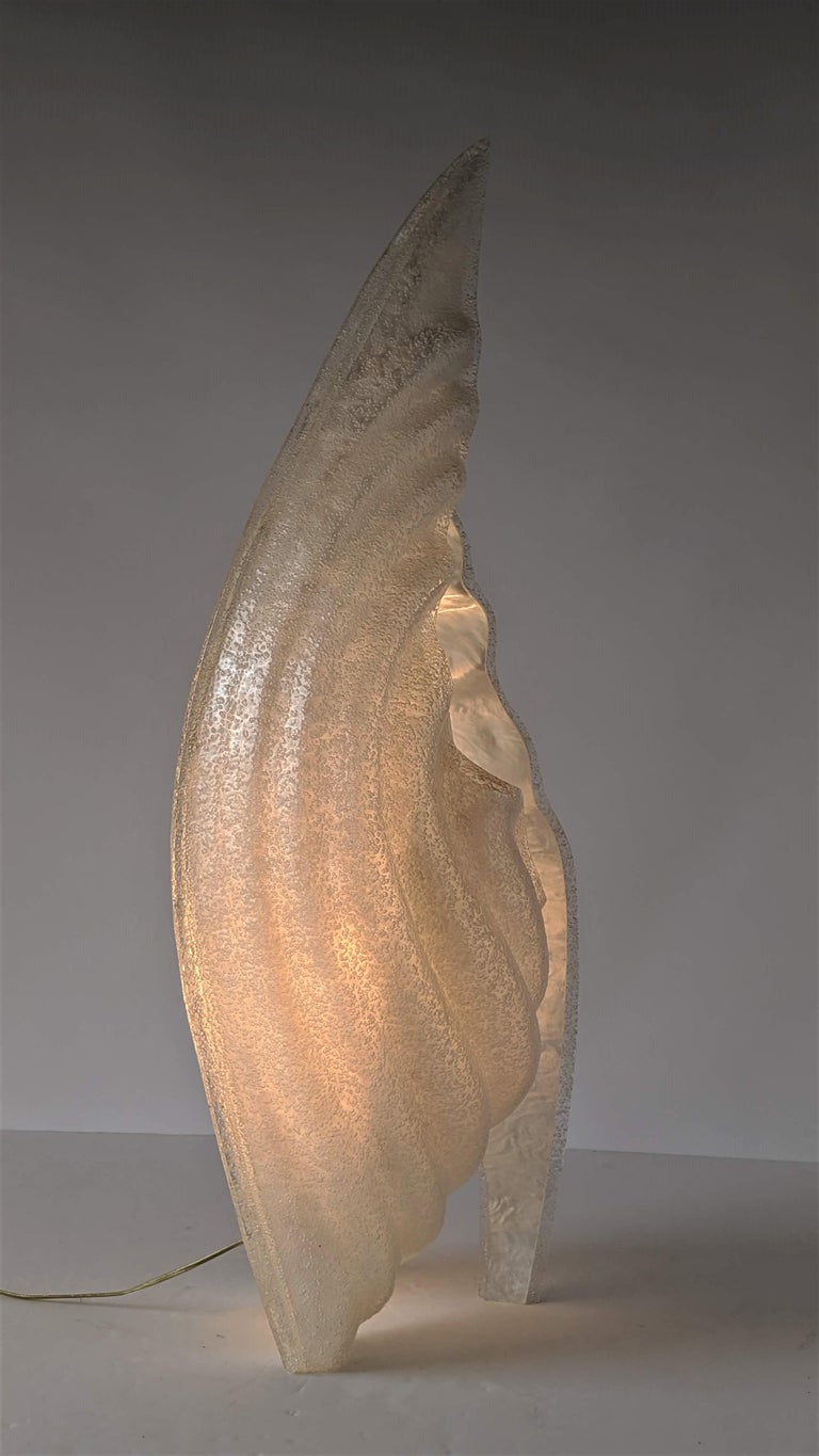 1970s Huge Acrylic Conch Shell Floor or Table Lamp by Rougier at 1stDibs