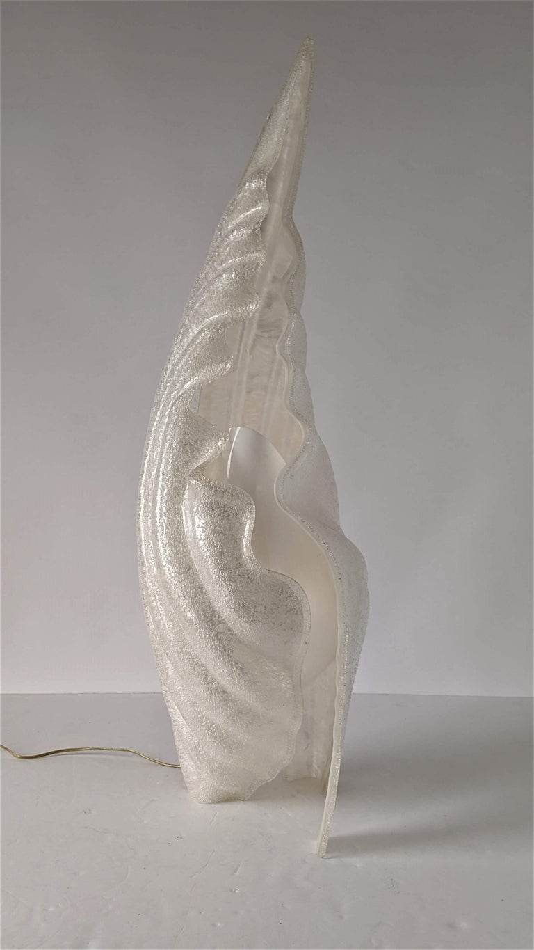 1970s Huge Acrylic Conch Shell Floor or Table Lamp by Rougier at 1stDibs