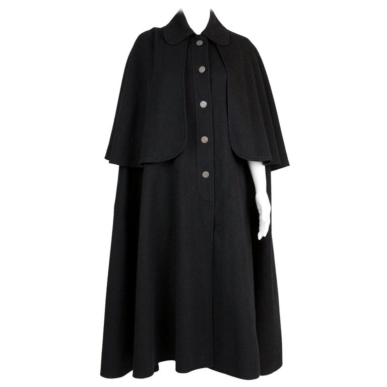 1970s Iconic Yves Saint Laurent Black Wool Cape at 1stDibs