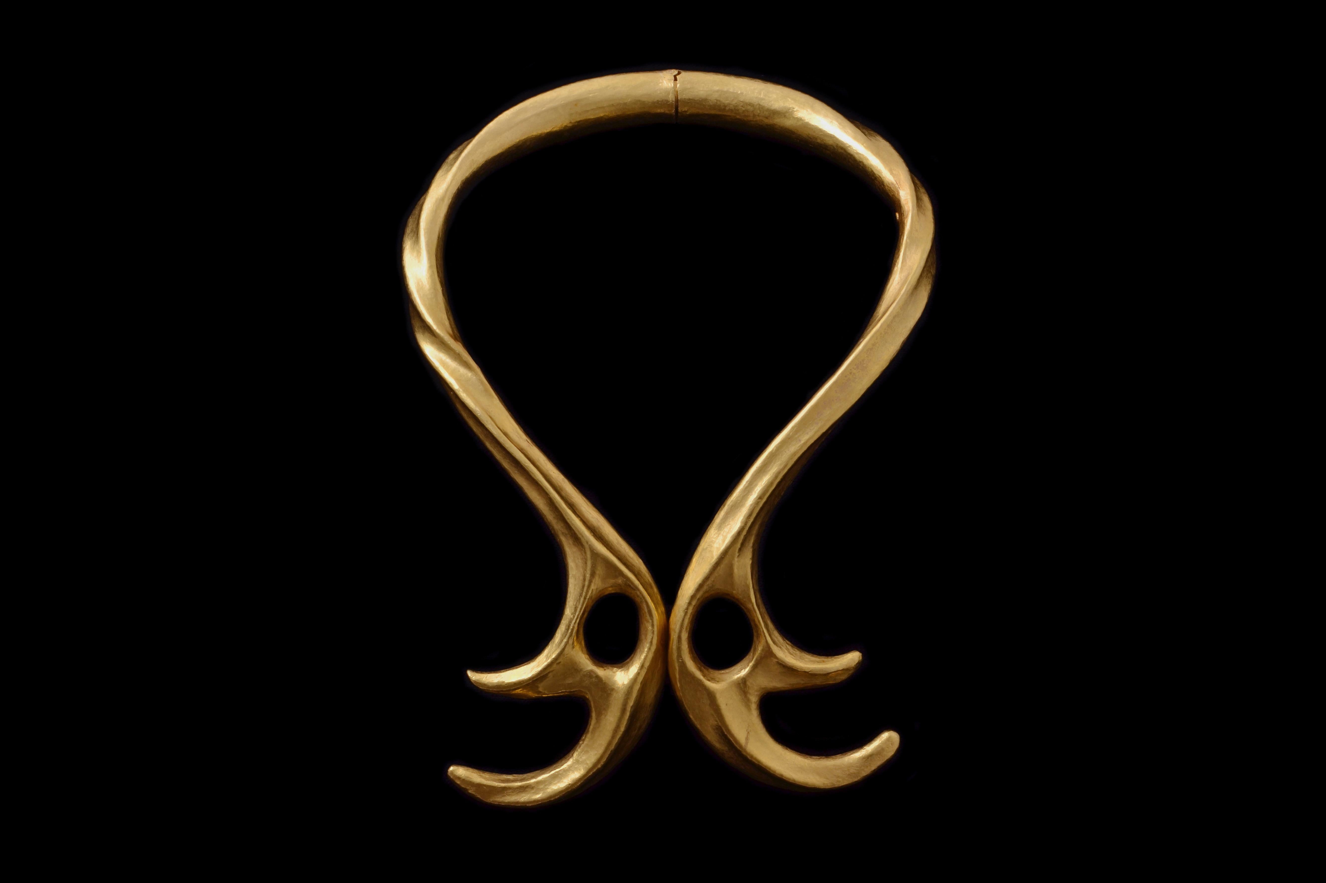 Ilias Lalaounis 22 Karat Gold Paleolithic Collar Necklace circa 1970 ...
