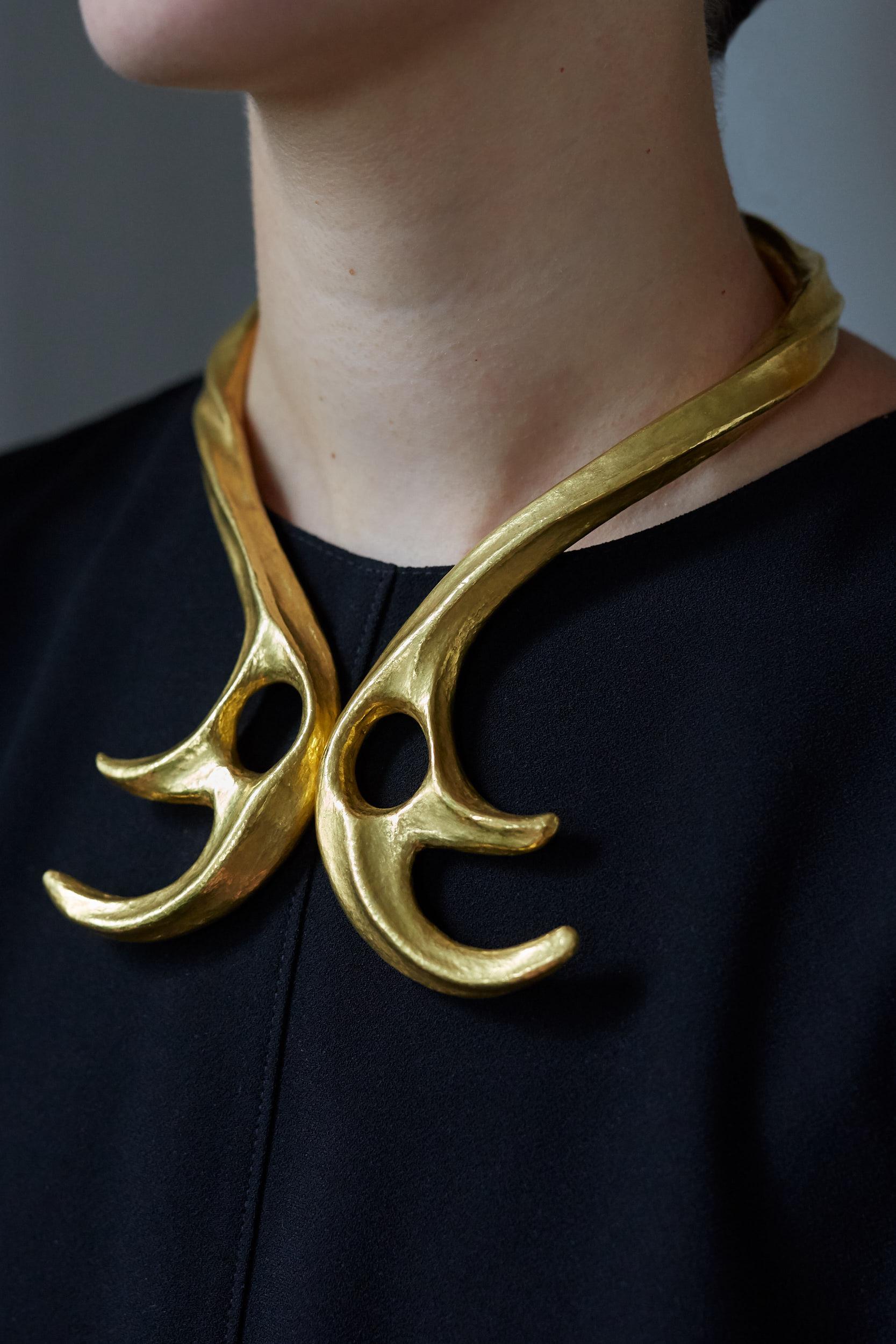 Ilias Lalaounis 22 Karat Gold Paleolithic Collar Necklace circa 1970 ...