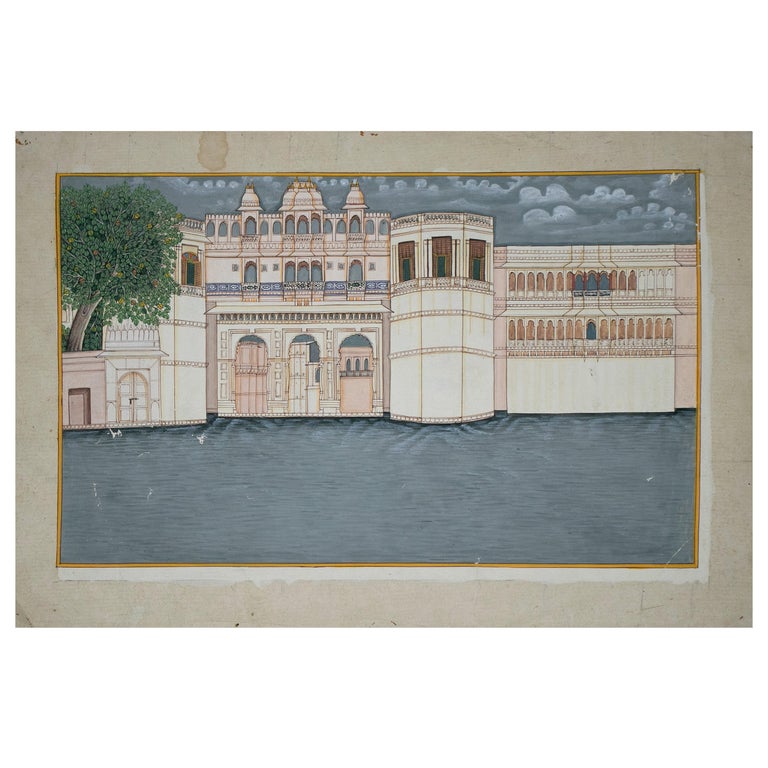 1970s Indian Paper Drawing of a Palace For Sale at 1stDibs