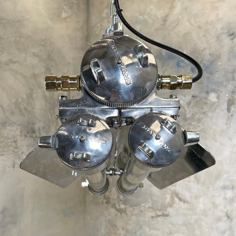 1970s Industrial Cast Aluminium, Glass and Brass Flameproof Strip Light ...