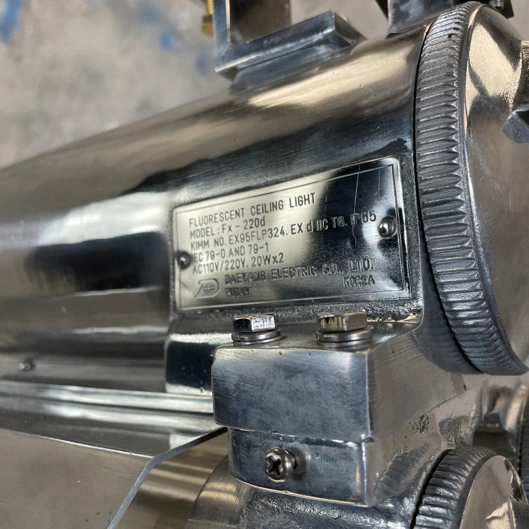 1970s Industrial Cast Aluminium, Glass and Brass Flameproof Strip Light ...