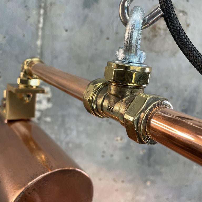 1970s Industrial Copper and Brass Flameproof LED Tube Ceiling Strip ...