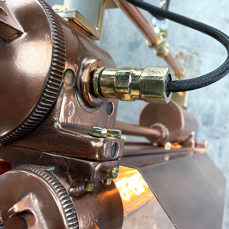 1970s Industrial Copper and Brass Flameproof LED Tube Ceiling Strip ...