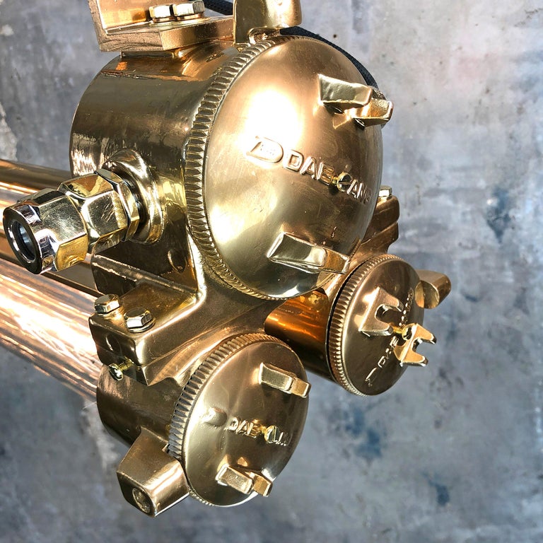 1970s Industrial Gold and Polished Brass and Glass Flameproof Edison ...