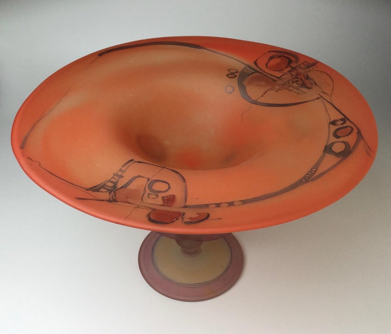 1970s Ion Tamaian Art-Deco Hand Blown Colored Crystal Footed Bowl For ...