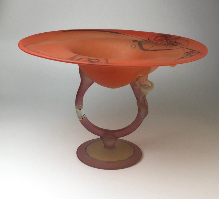 1970s Ion Tamaian Art-Deco Hand Blown Colored Crystal Footed Bowl For ...