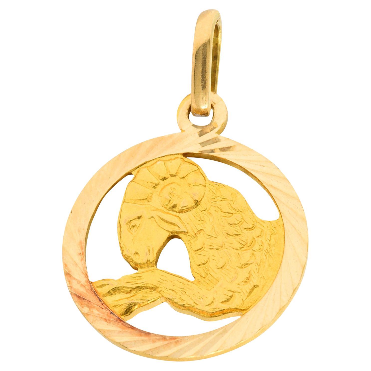 Gold Aries Pendant at 1stDibs | aries pendant gold, aries gold pendant