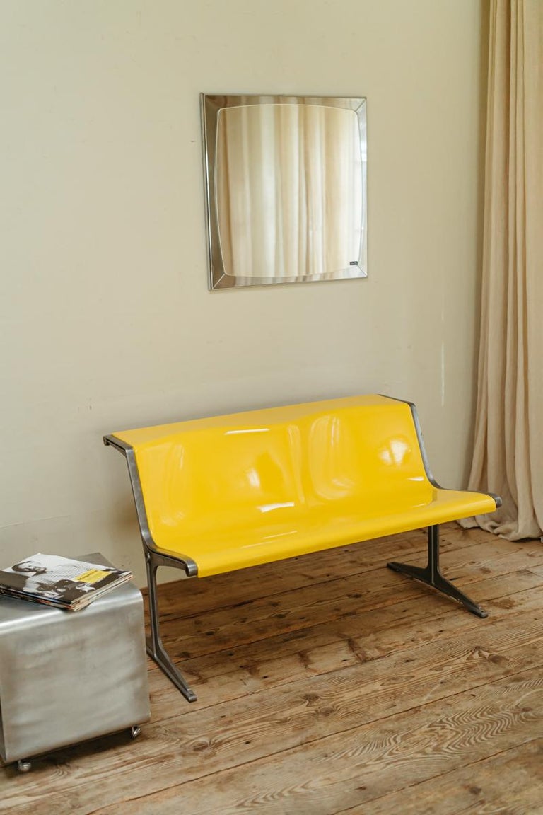 1970's Italian Aluminium Framed Mirror For Sale at 1stDibs