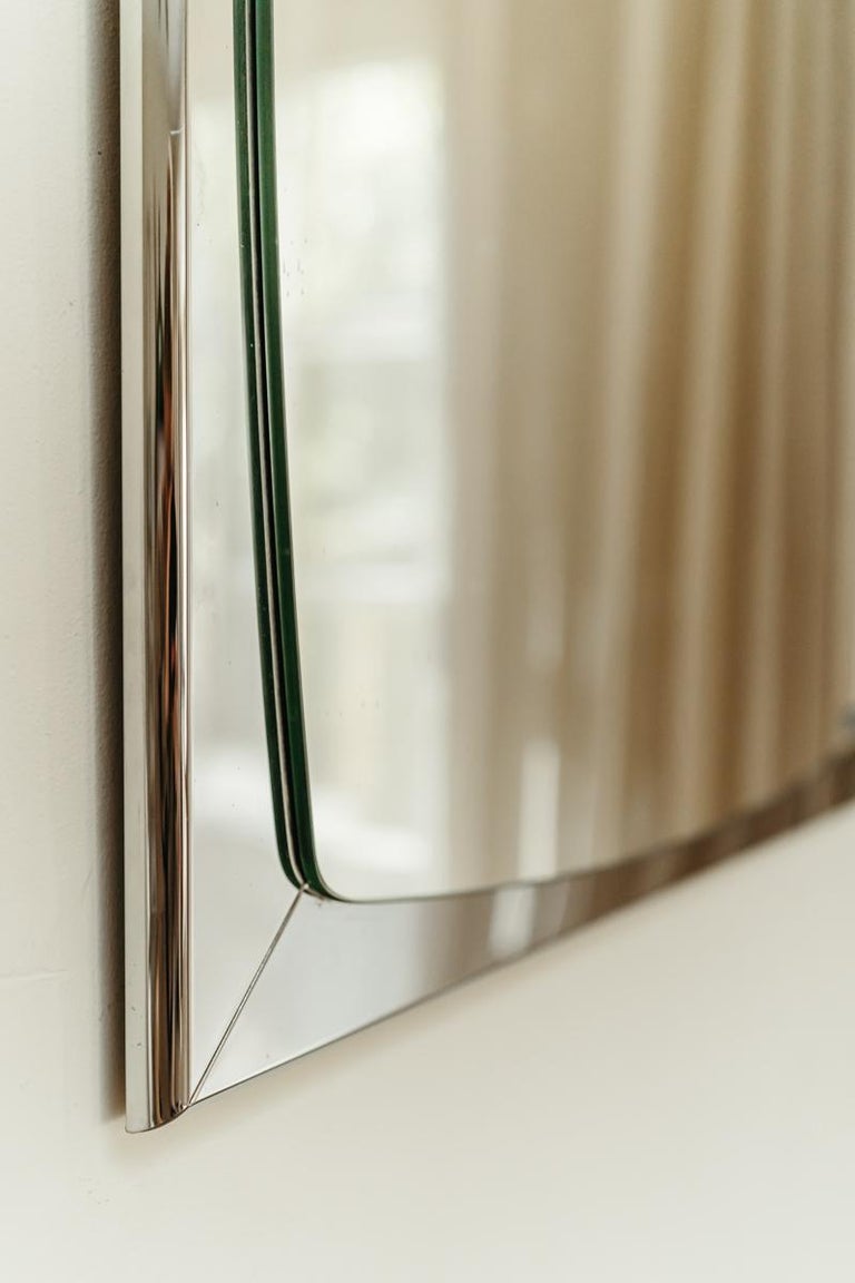 1970's Italian Aluminium Framed Mirror For Sale at 1stDibs