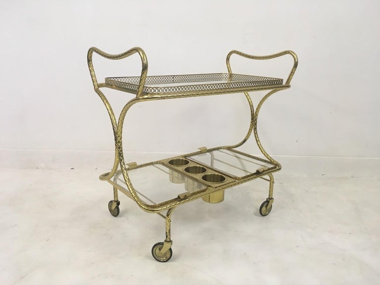 1970s Italian brass Cocktail Trolley or Drinks Bar Cart at 1stDibs