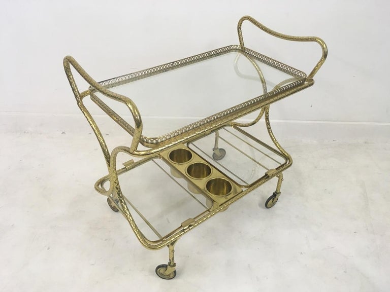 1970s Italian brass Cocktail Trolley or Drinks Bar Cart at 1stDibs