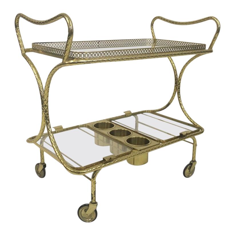 1970s Italian brass Cocktail Trolley or Drinks Bar Cart at 1stDibs