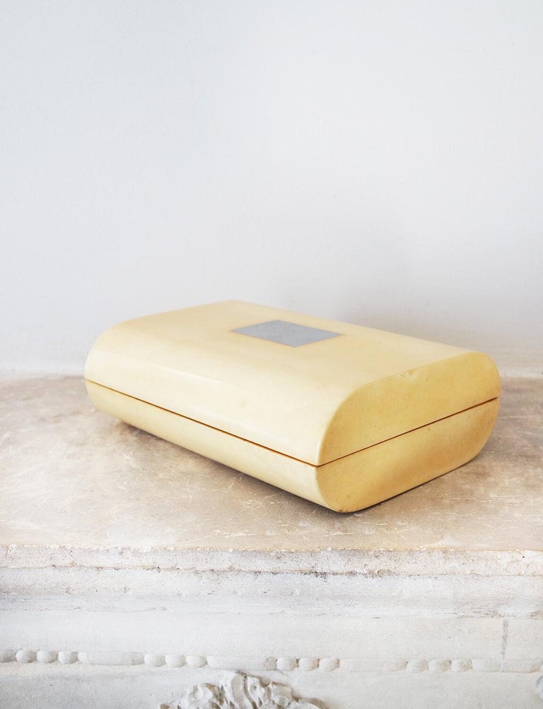 1970s Italian Carrero Ivory Resin Box For Sale at 1stDibs