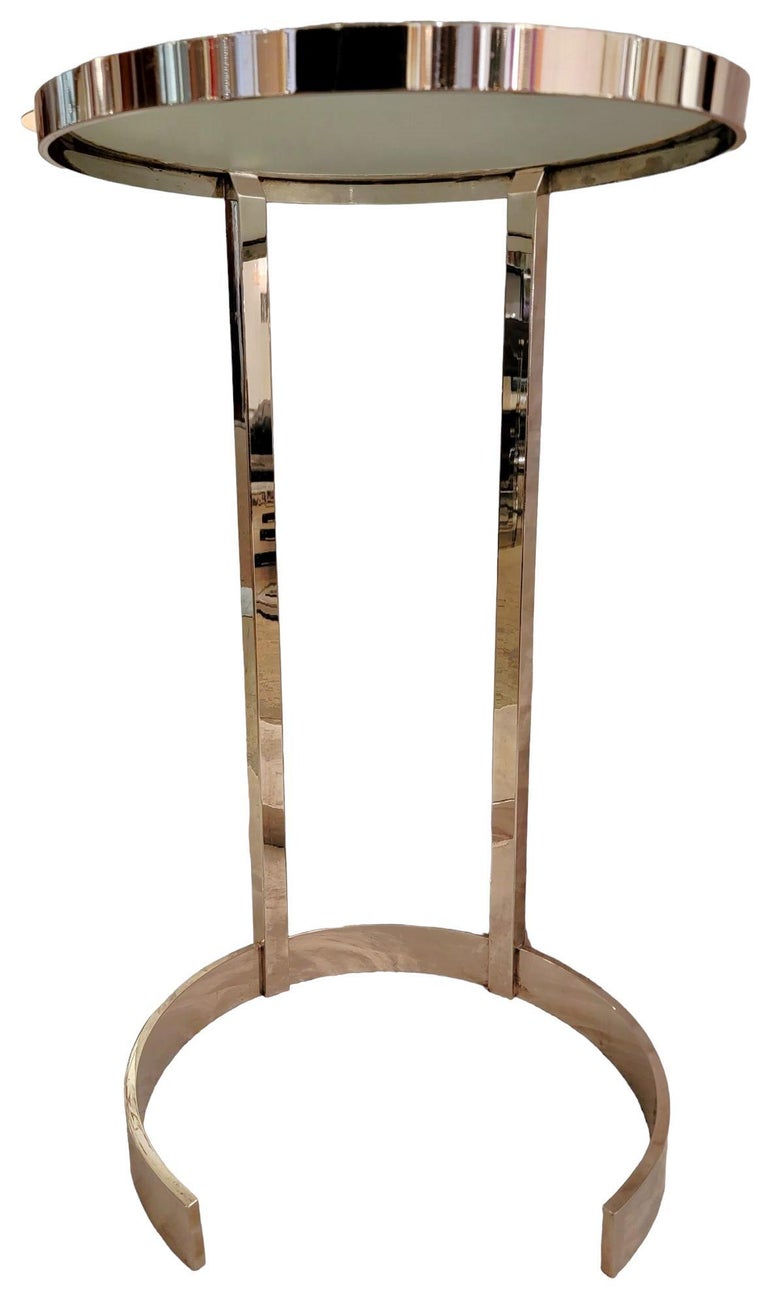 1970s Italian Chrome and White Smoked Glass Side Table For Sale at 1stDibs