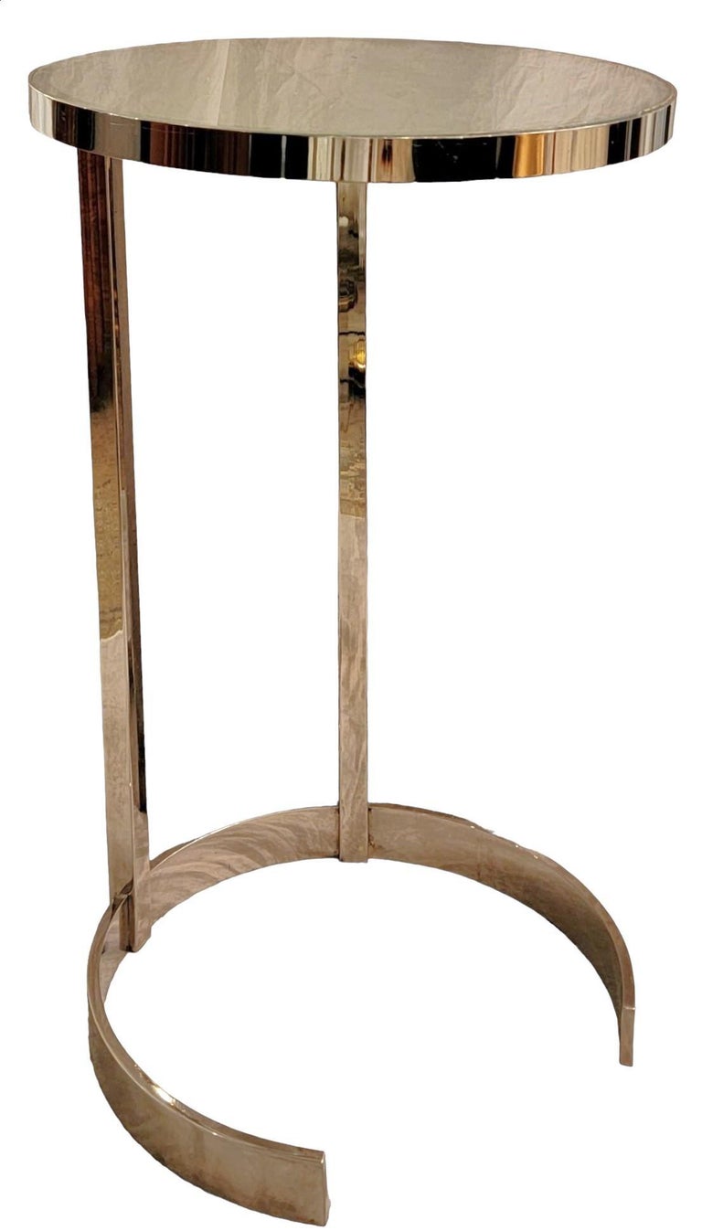 1970s Italian Chrome and White Smoked Glass Side Table For Sale at 1stDibs