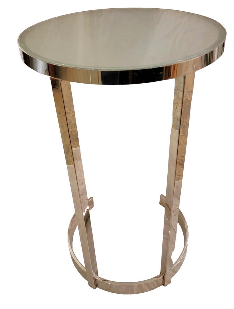 1970s Italian Chrome and White Smoked Glass Side Table For Sale at 1stDibs