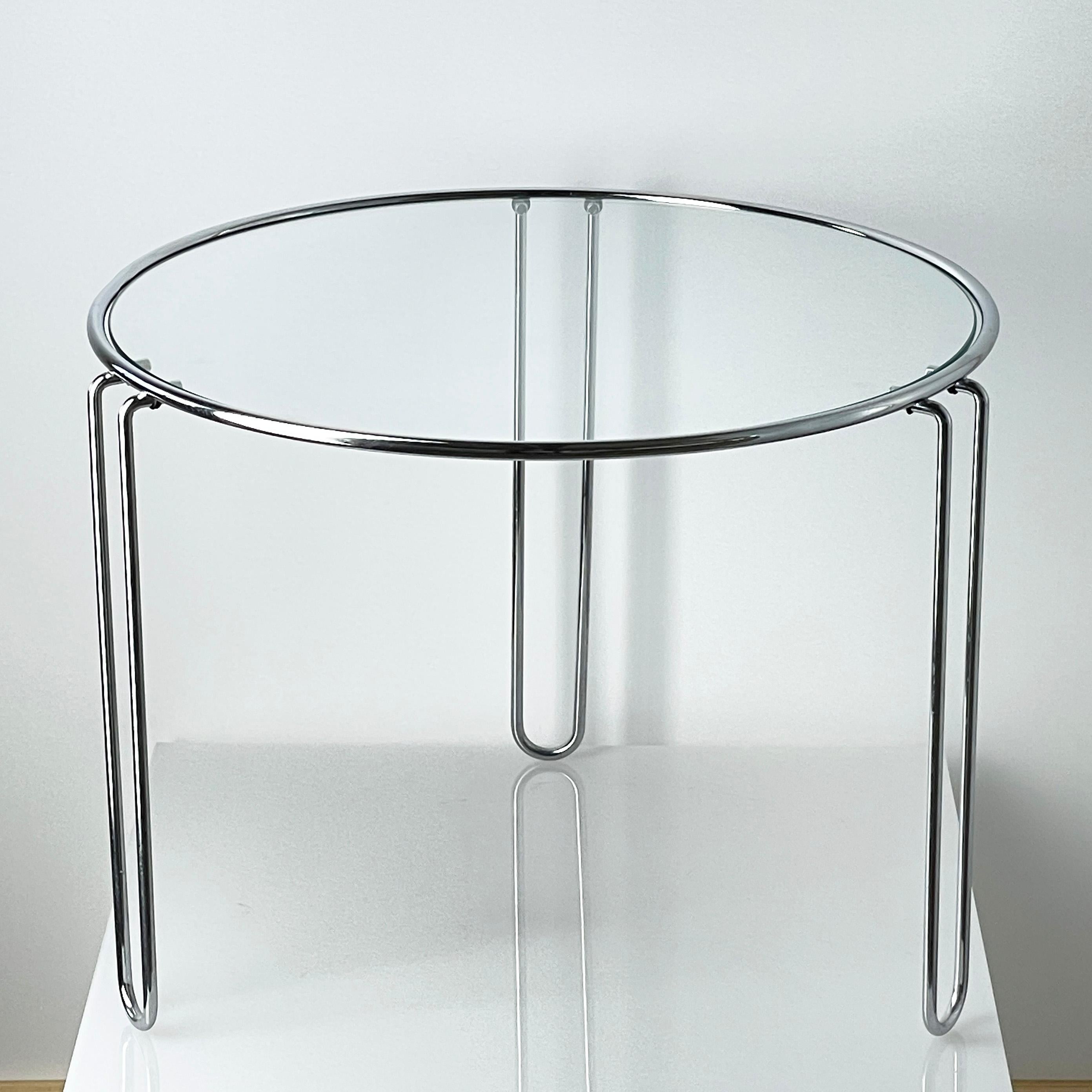 1970's Italian Chrome and Glass Coffee / Side Table For Sale at 1stDibs