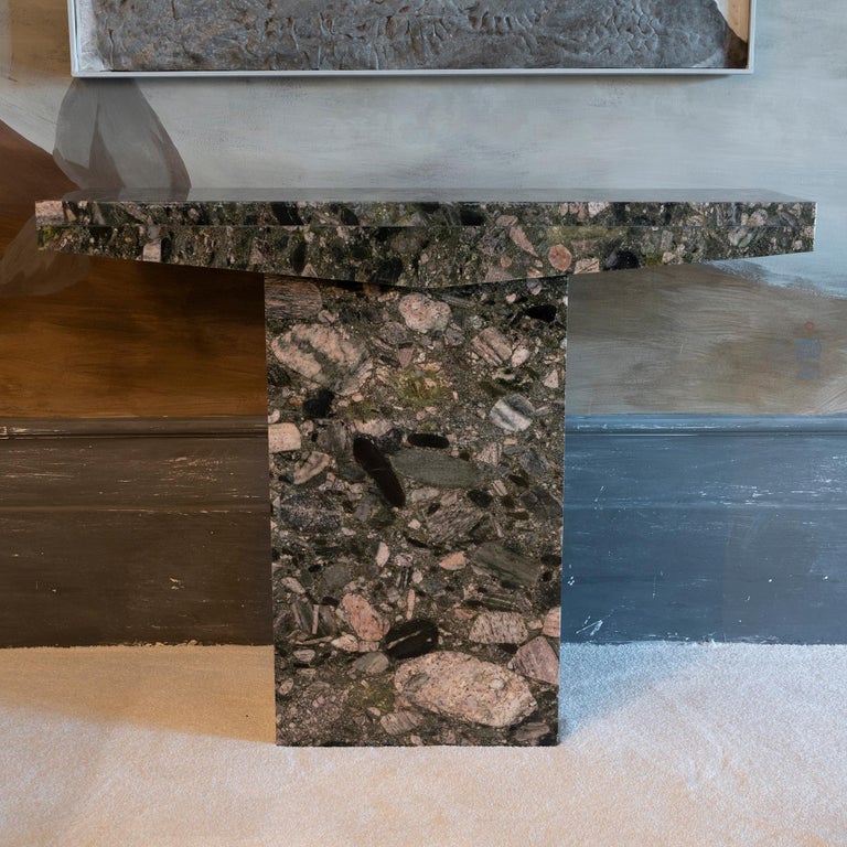 1970s Italian Console in Verde Marinace Granite at 1stDibs
