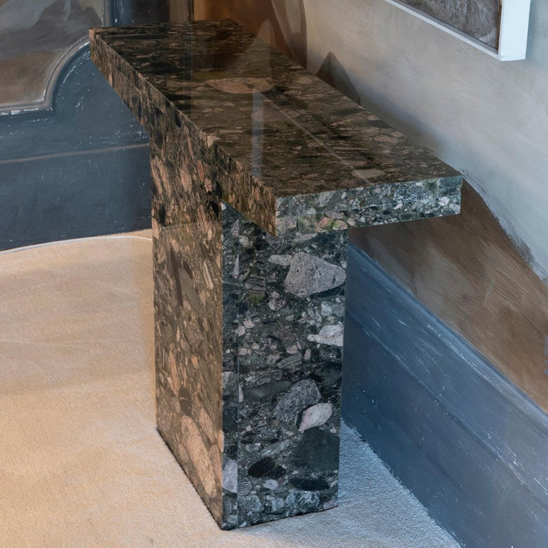 1970s Italian Console in Verde Marinace Granite at 1stDibs