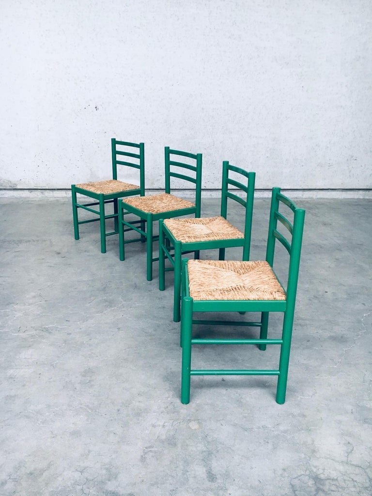 1970s Italian Design Green Dining Chair Set For Sale at 1stDibs
