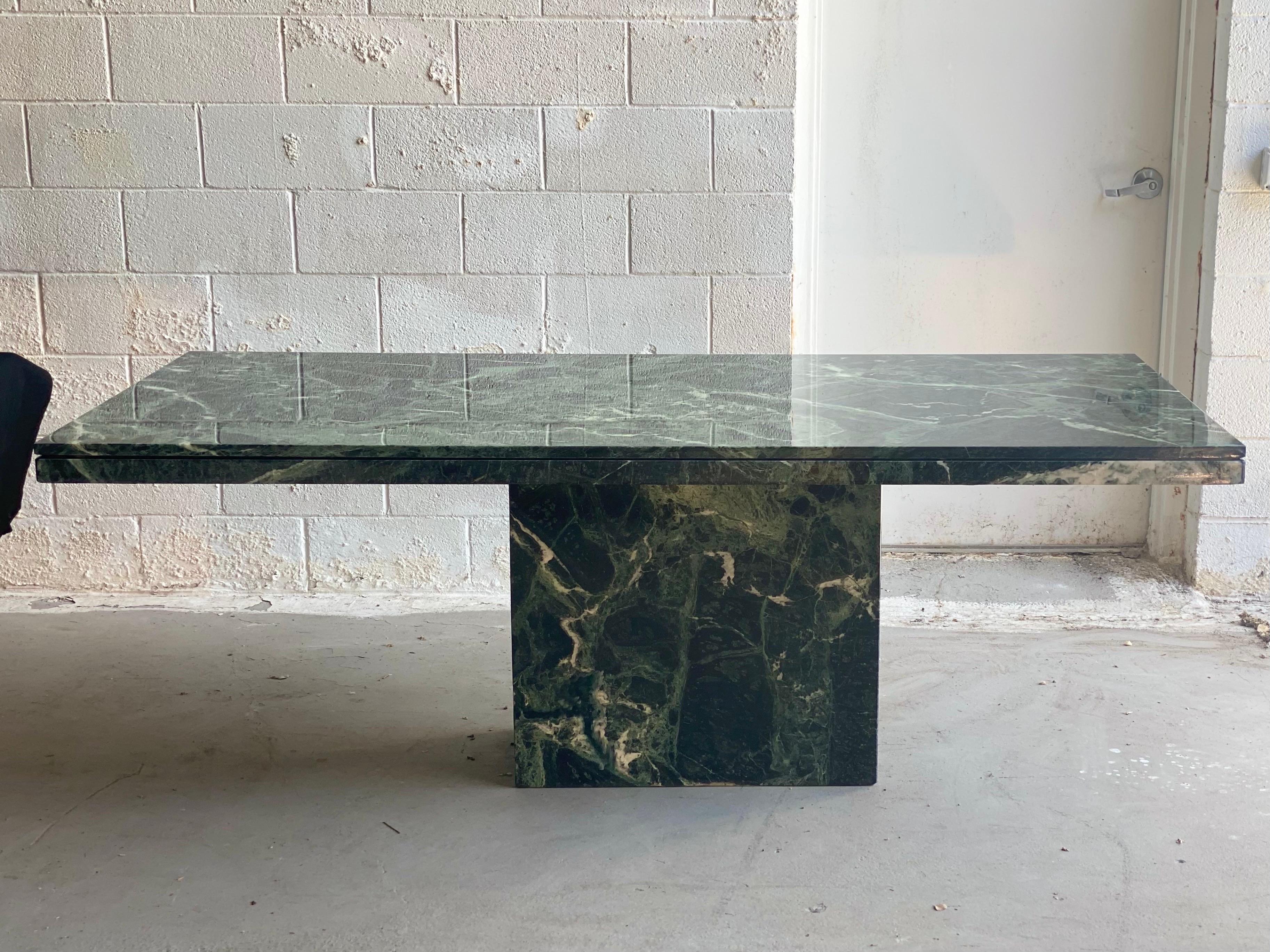 1970s Italian Green Verde Guatemalan Marble Rectangular Pedestal Dining ...