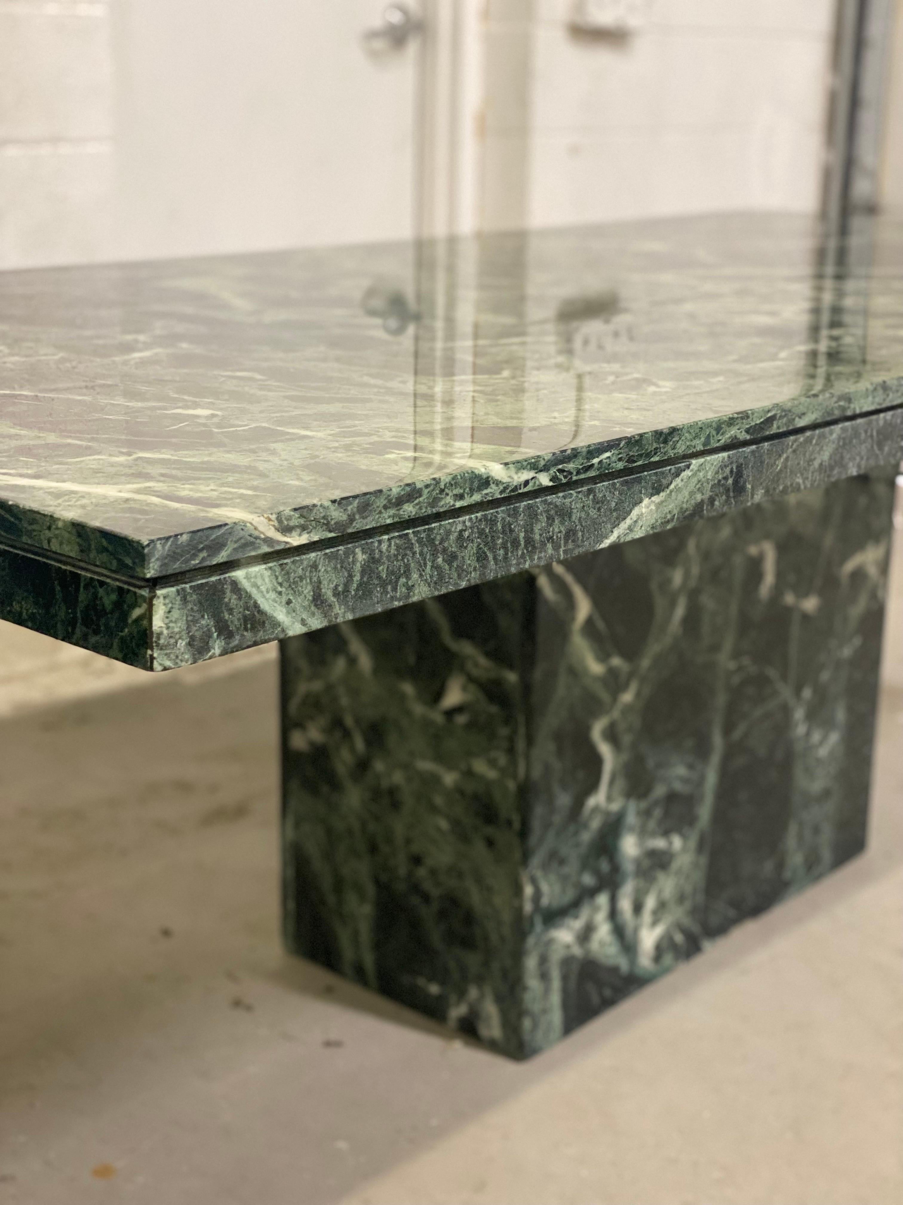 1970s Italian Green Verde Guatemalan Marble Rectangular Pedestal Dining ...