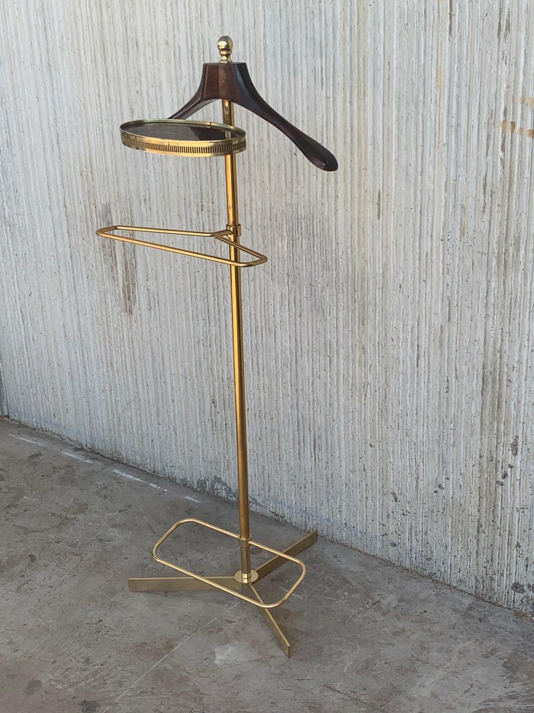1970s Italian Hollywood Regency Brass and Wood Valet Stand Dressboy at ...