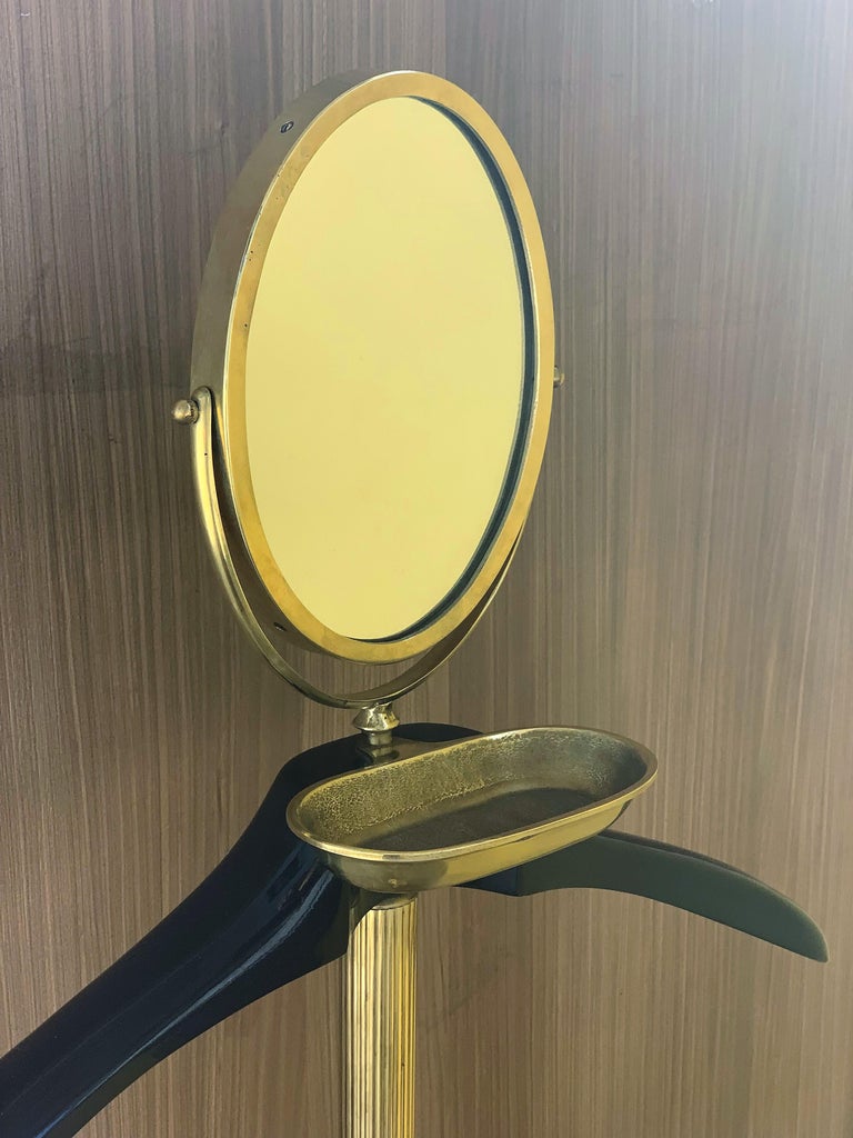 1970s Italian Hollywood Regency Brass and Wood Valet Stand Dressboy ...