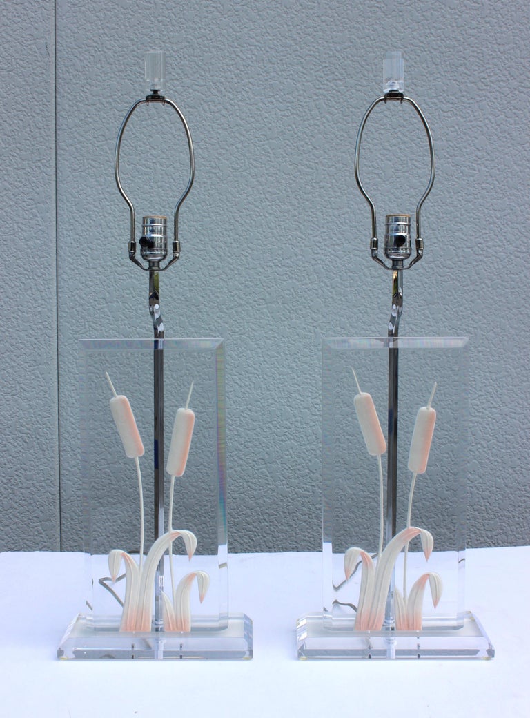 1970s Italian Lucite Table Lamps For Sale at 1stDibs