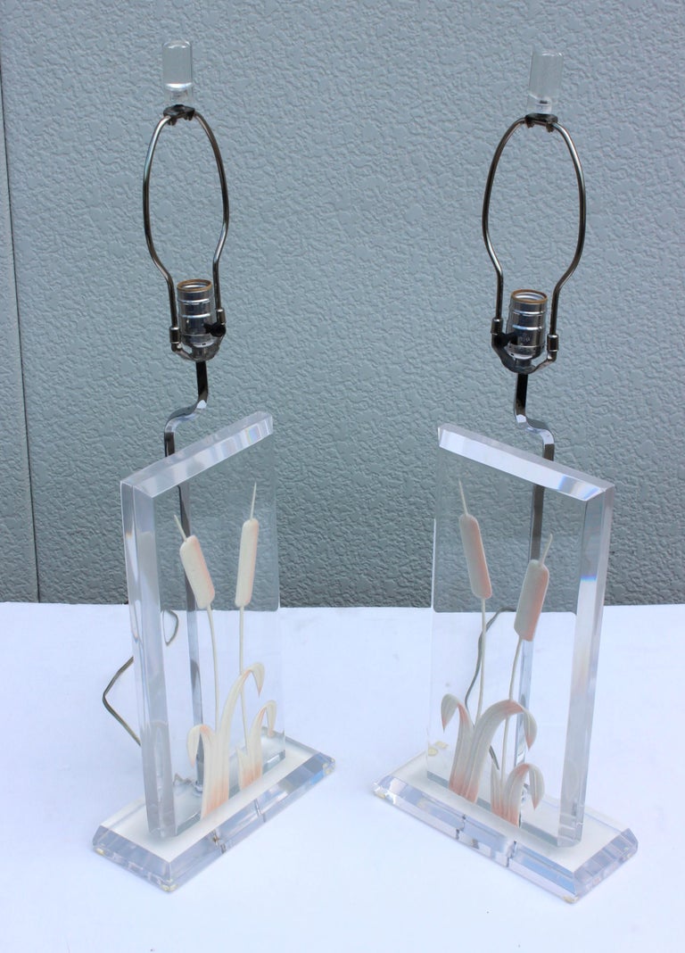 1970s Italian Lucite Table Lamps For Sale at 1stDibs