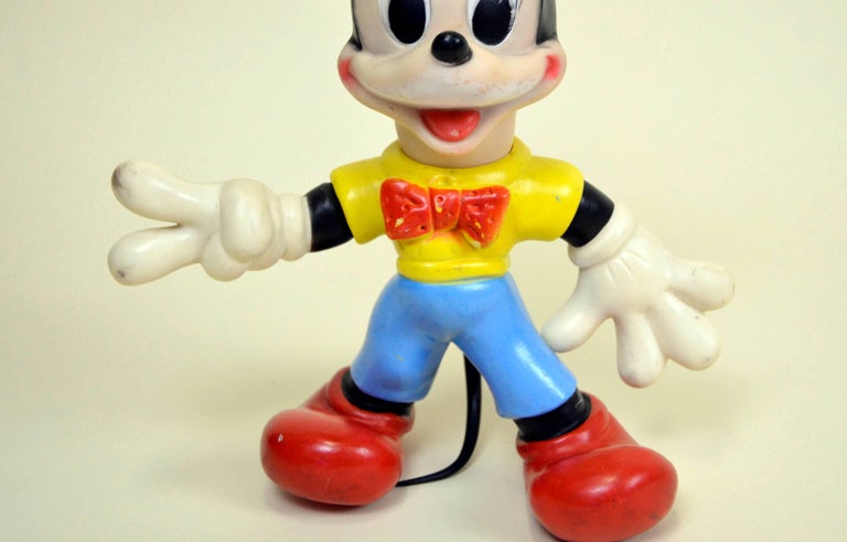 1970s Italian Mickey Mouse Rubber Toy with Movable Arms and Tail for ...