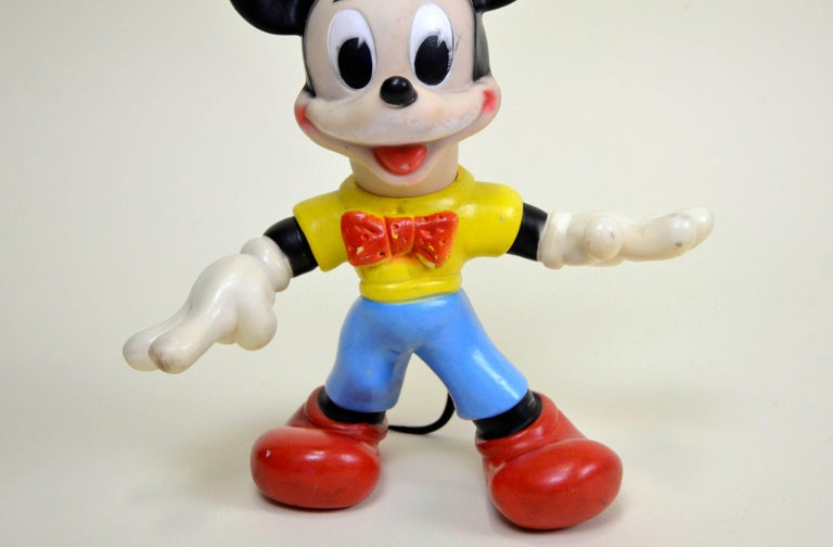 1970s Italian Mickey Mouse Rubber Toy with Movable Arms and Tail for ...