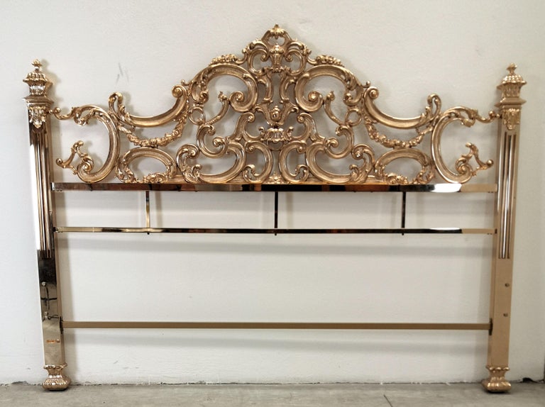 Italian Midcentury Neoclassical Hollywood Regency Brass King Size Bed ...
