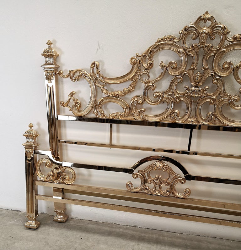 Italian Midcentury Neoclassical Hollywood Regency Brass King Size Bed ...