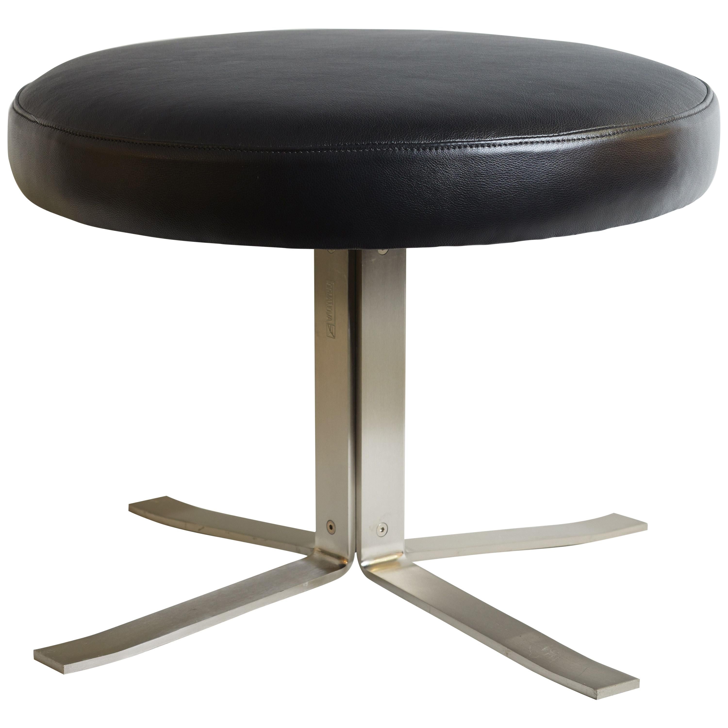 1970s Italian Norma Nova Stamped and Restored Black Leather Stool at ...