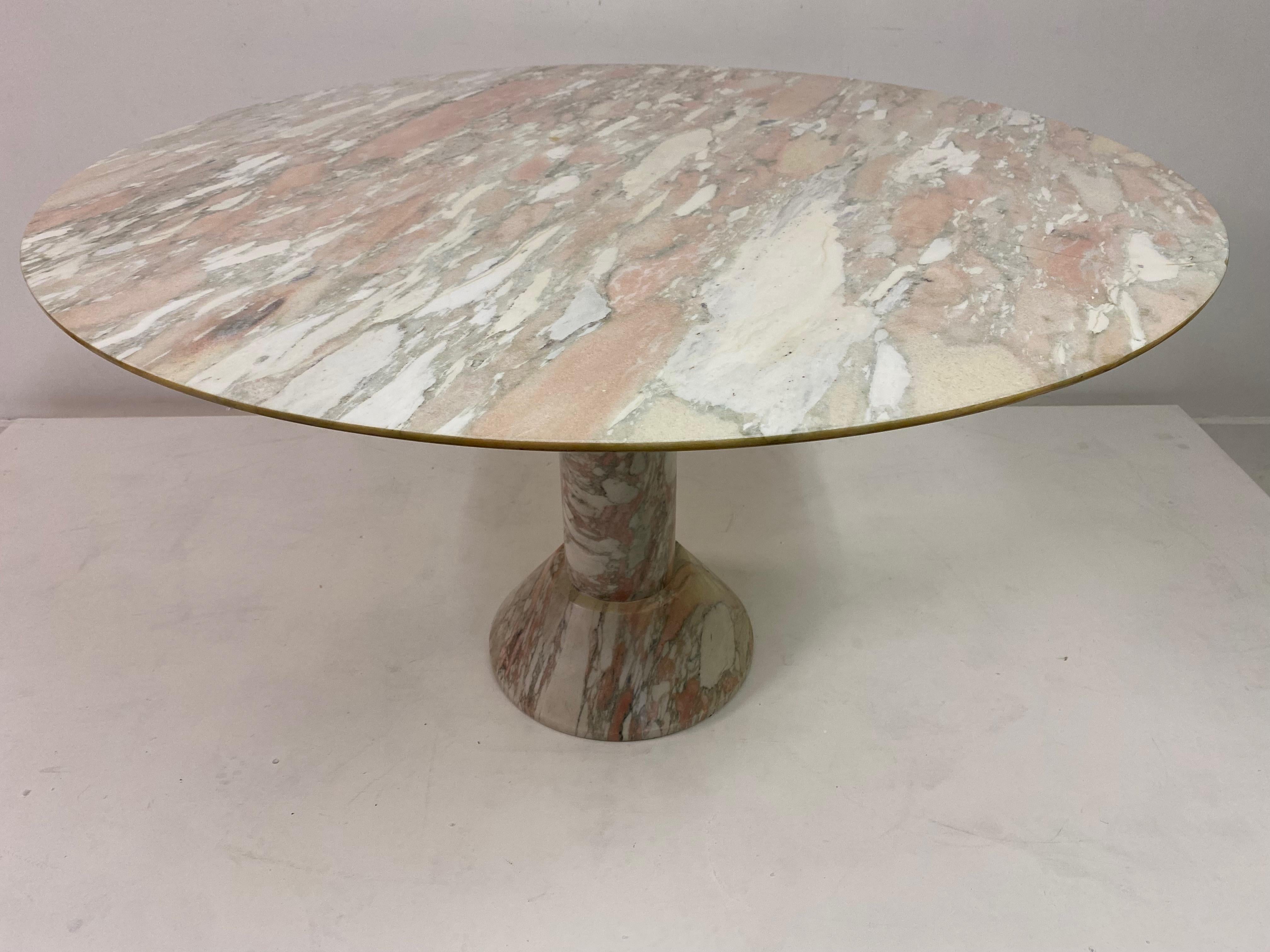 1970S Italian Pink Marble Dining Table For Sale at 1stDibs