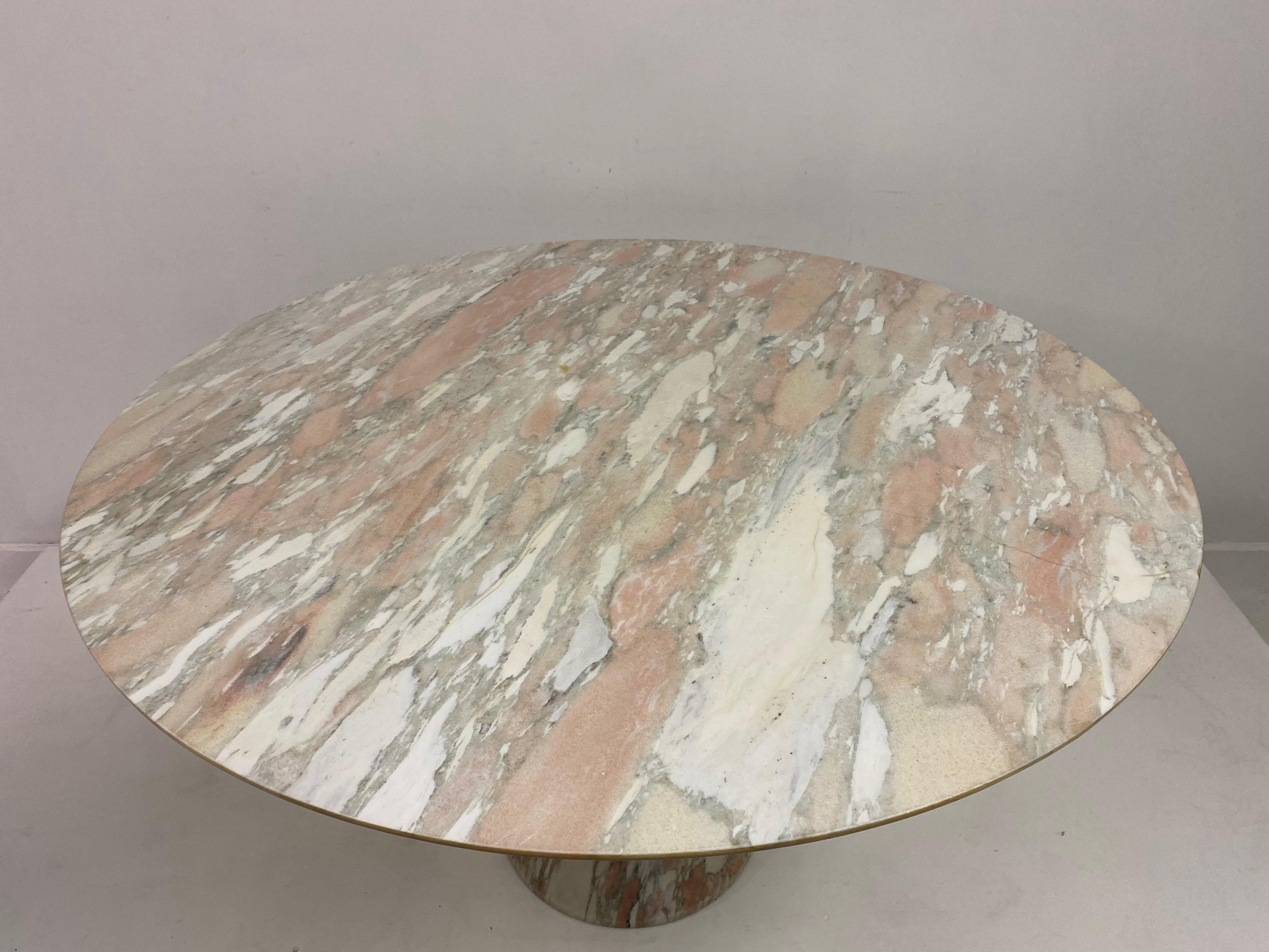 1970S Italian Pink Marble Dining Table For Sale at 1stDibs